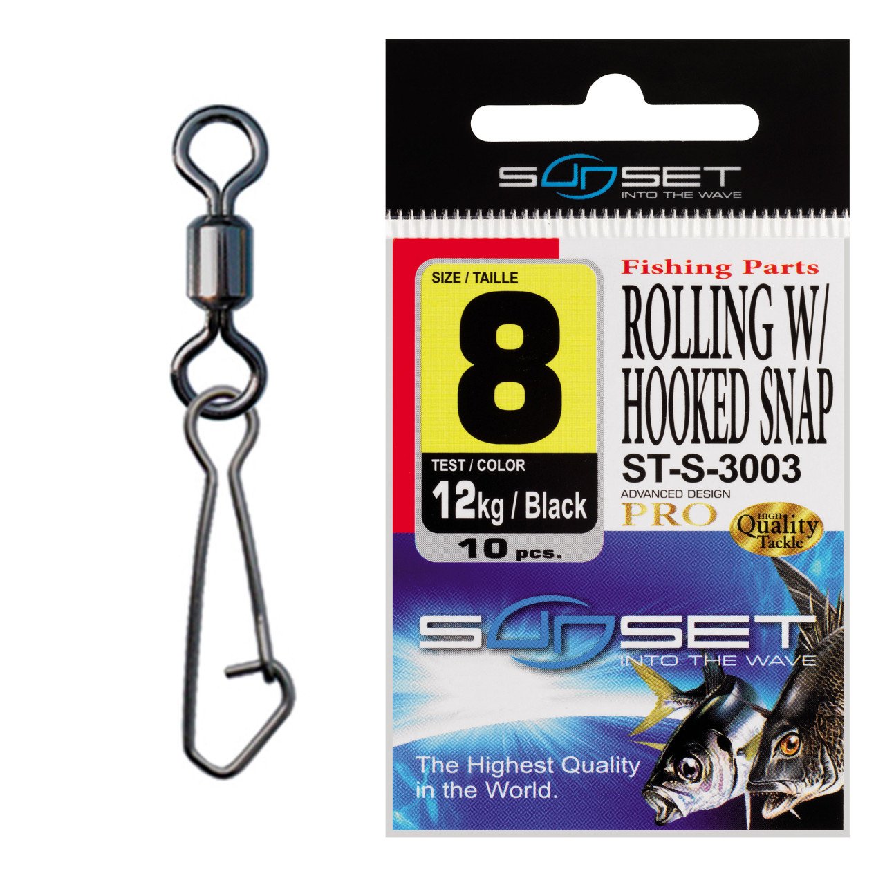 Emerillon sunset rolling hooked snap sz2 35kg 6pcs – Zembra pêche